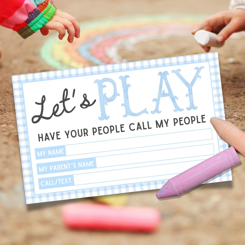 Printable Kids Calling Cards – Non-editable Playdate Contact Cards ...