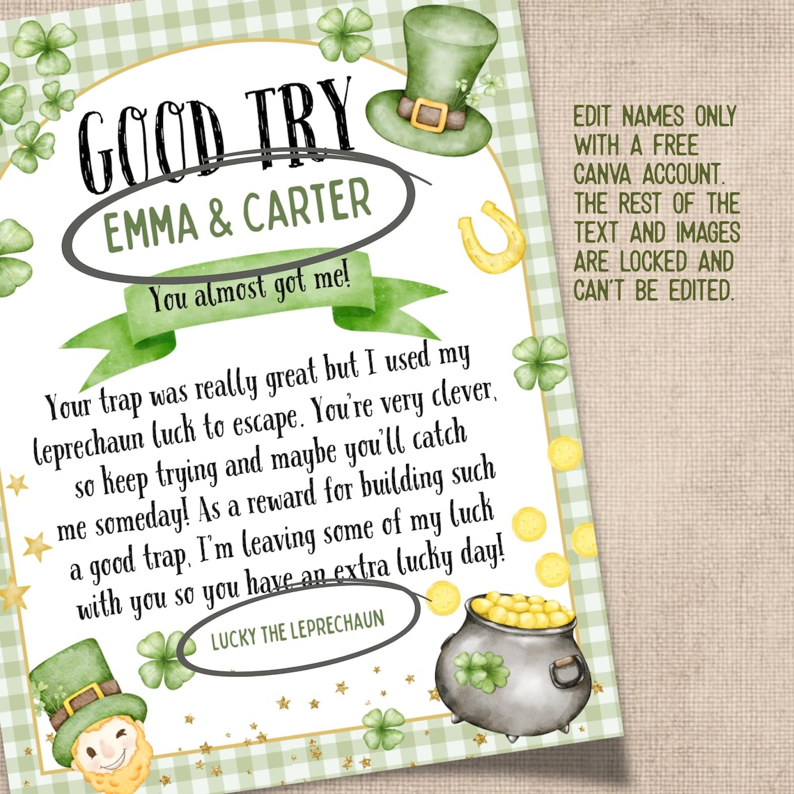 Editable Leprechaun Letter Printable | St. Patrick’s Day Kids Activity ...