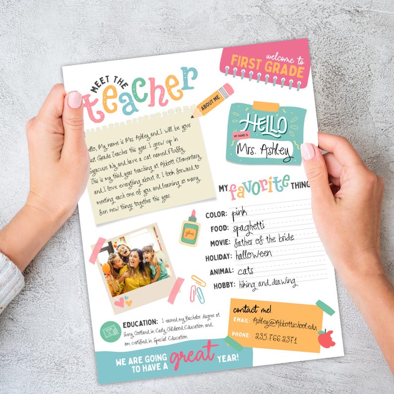 Editable Meet the Teacher Template – Back to School Canva Printable 8 ...