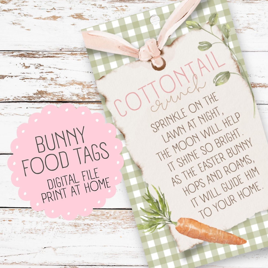 Printable Cottontail Crunch Tags | Bunny Bait Tags | Easter Bunny Food ...