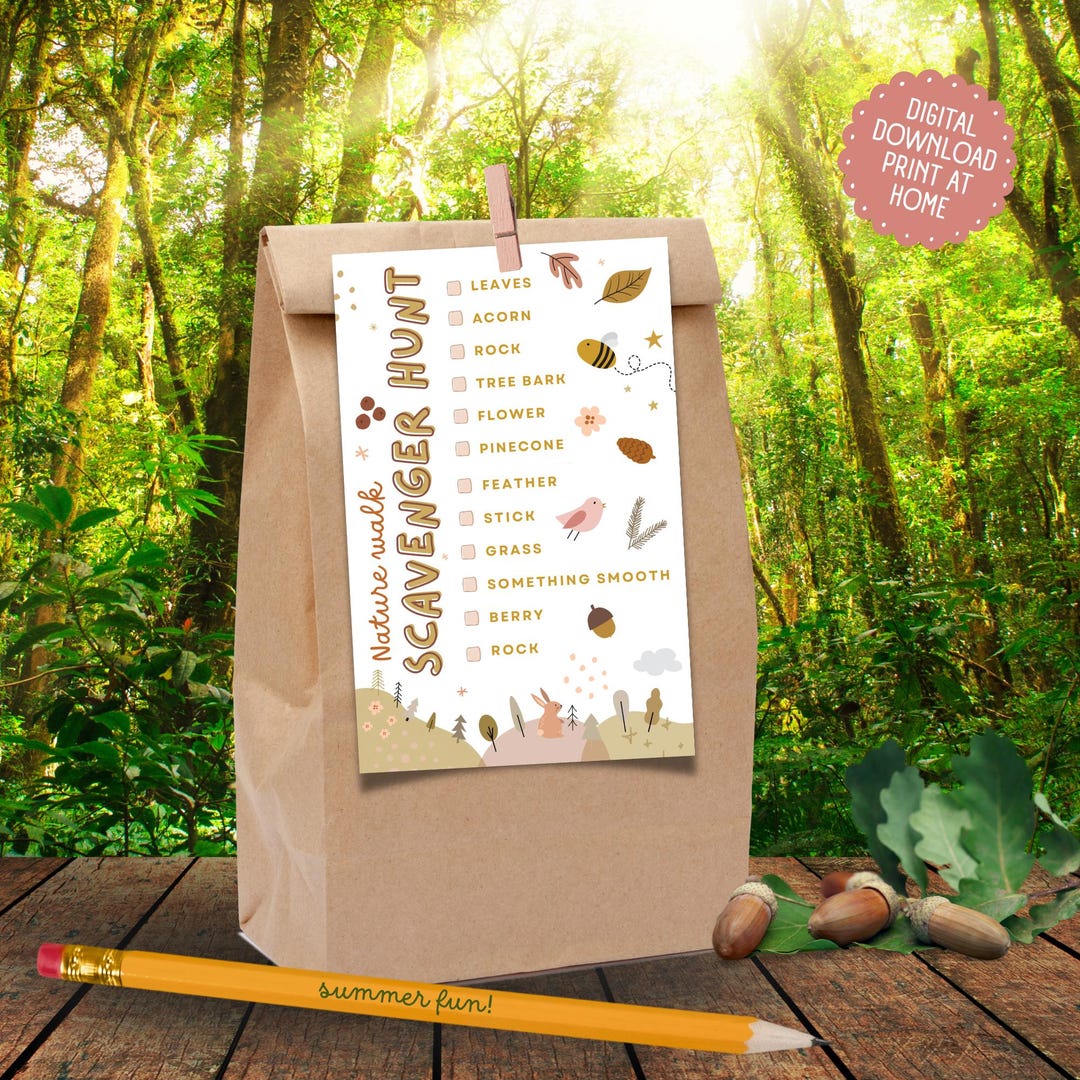 Nature Walk Scavenger Hunt Printable – Kids Outdoor Activity – Backyard ...