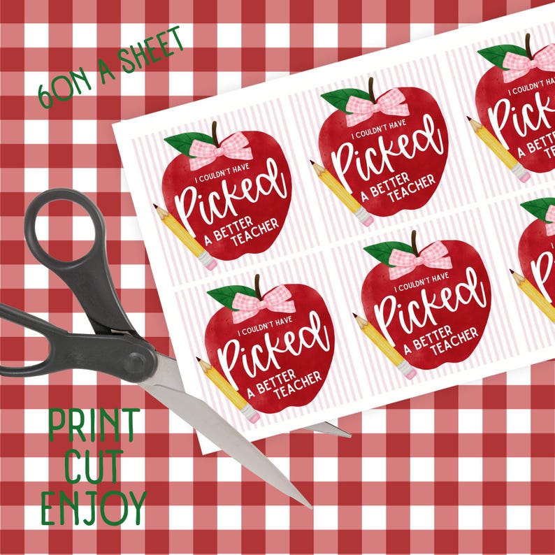 Apple-themed Teacher Gift Tags | Digital Download | Print at Home ...