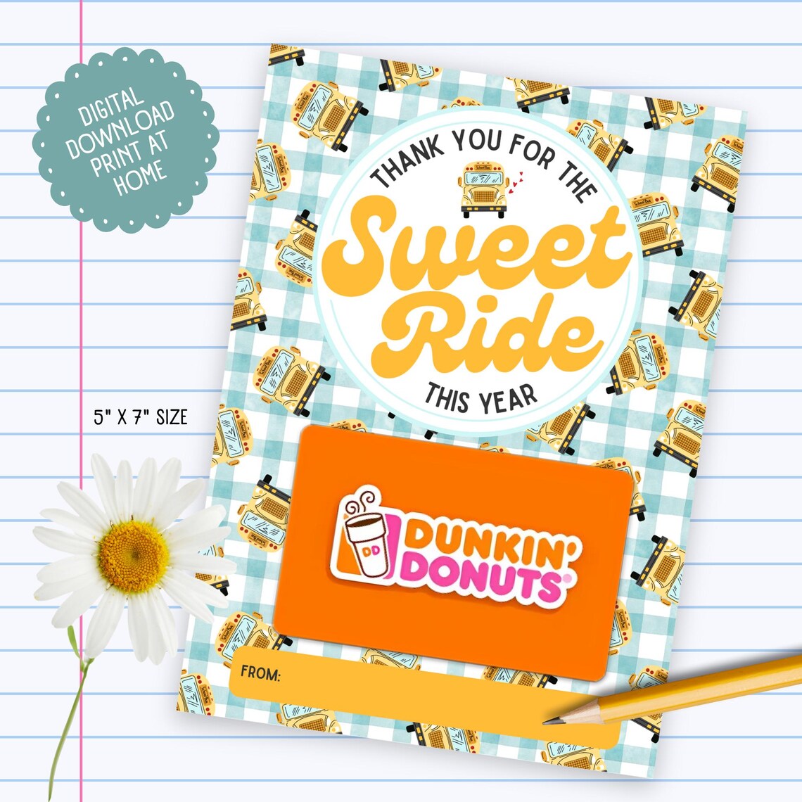 Bus Driver Gift Card Holder Printable – “thanks for the Sweet Ride ...