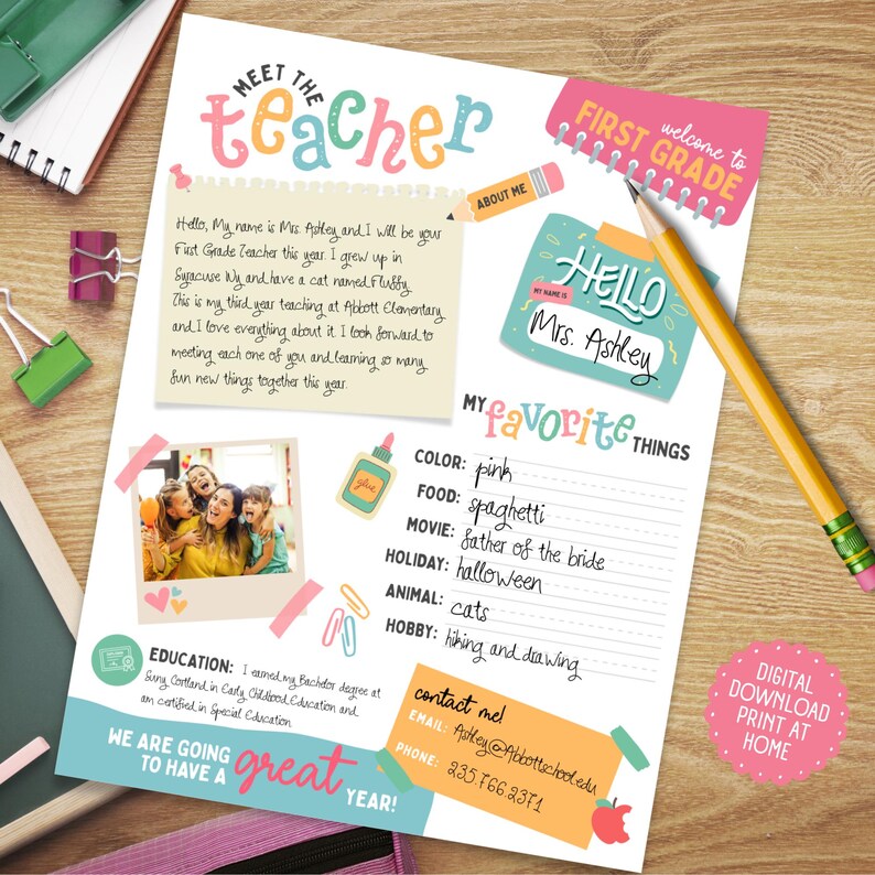Editable Meet the Teacher Template – Back to School Canva Printable 8 ...