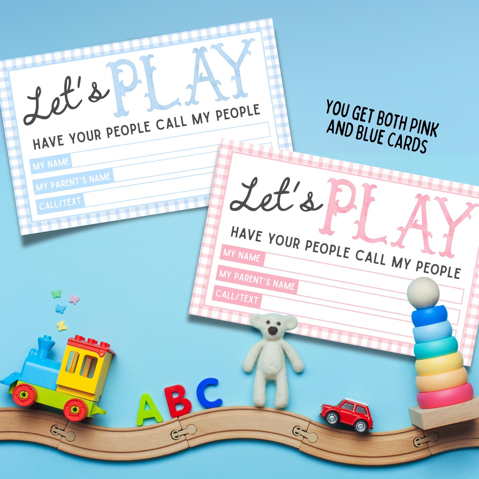 Printable Kids Calling Cards – Non-editable Playdate Contact Cards ...