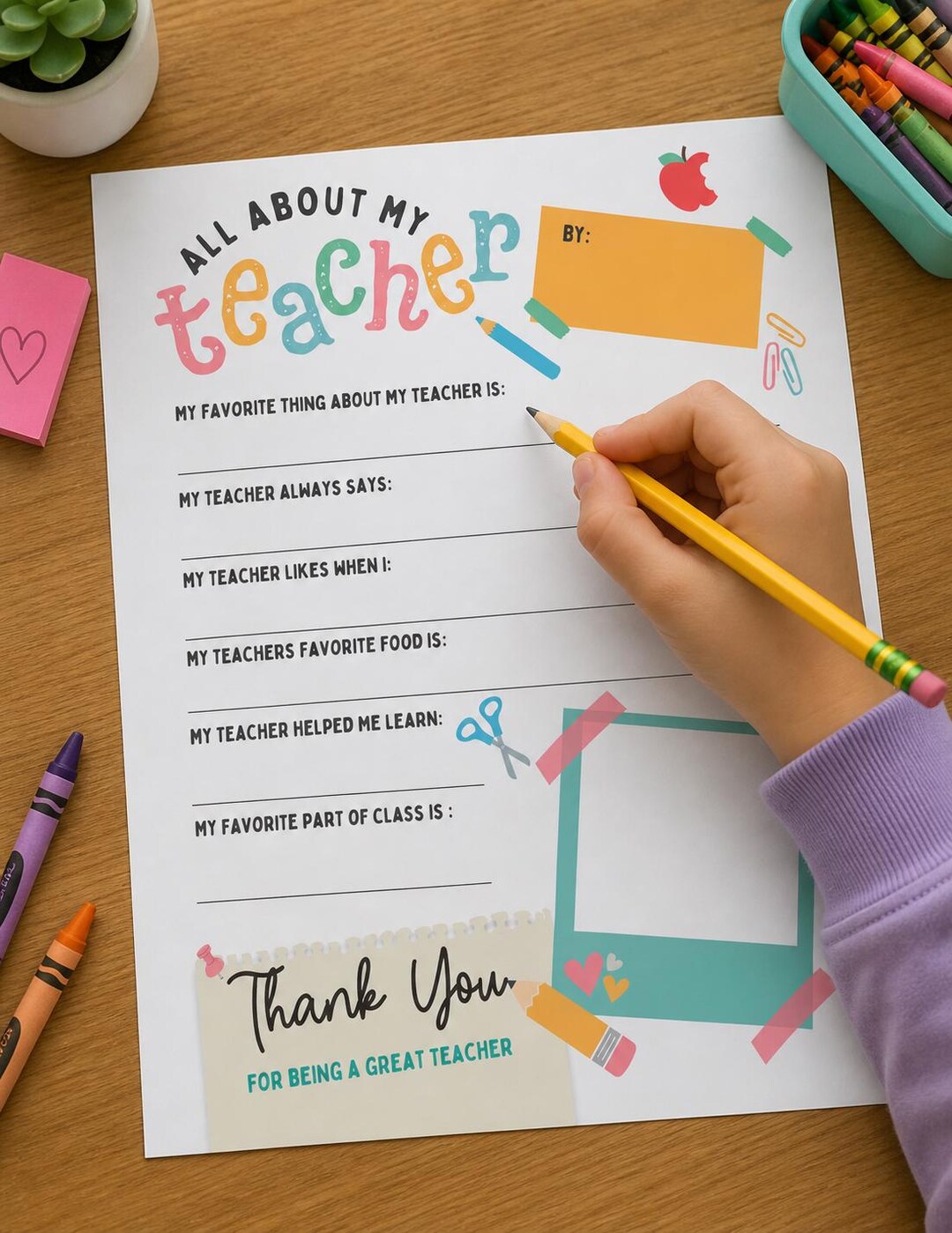 All About My Teacher Printable | Teacher Appreciation Gift | End of ...