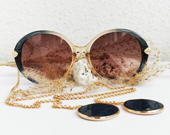 Armless Chain Temple Sunglasses Unique Natural Light Purple Crystal ...