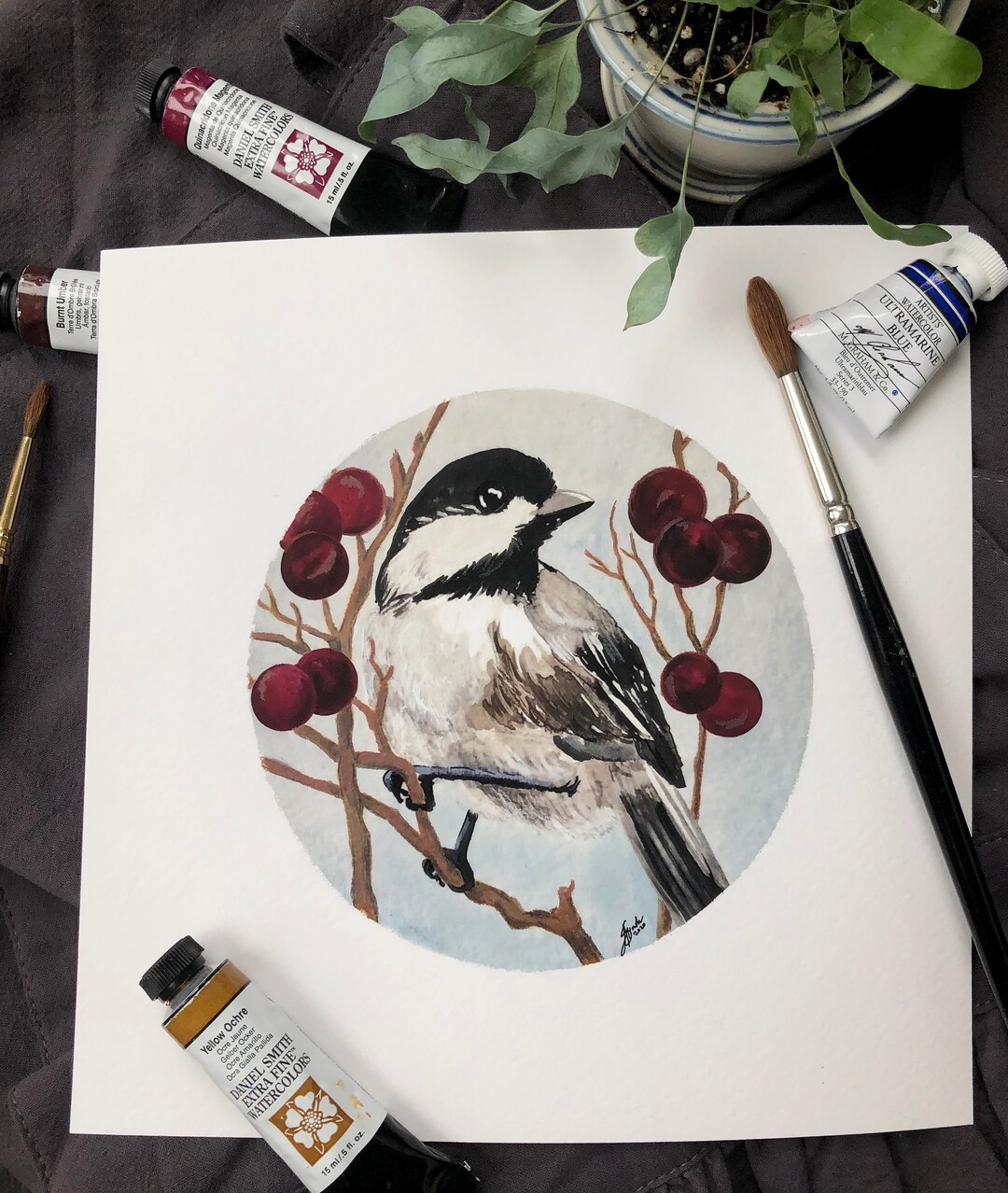 Winter Chickadee Giclée Print - Etsy.de