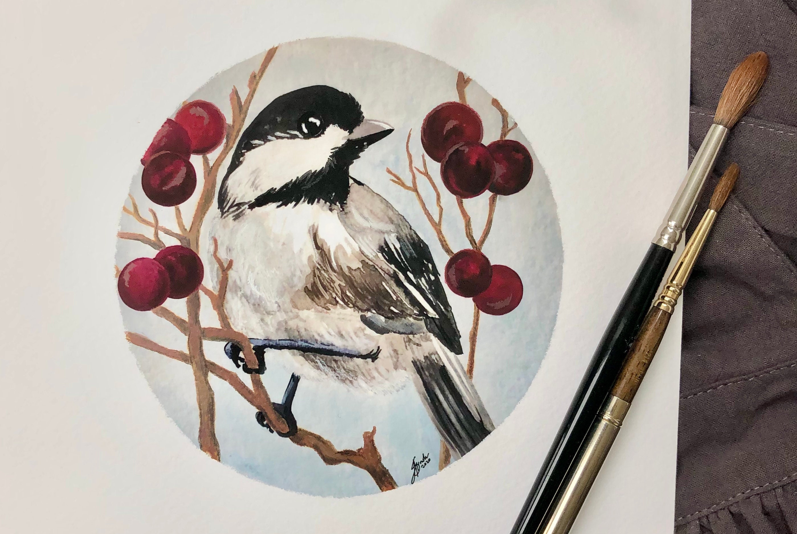 Winter Chickadee Giclée Print - Etsy.de