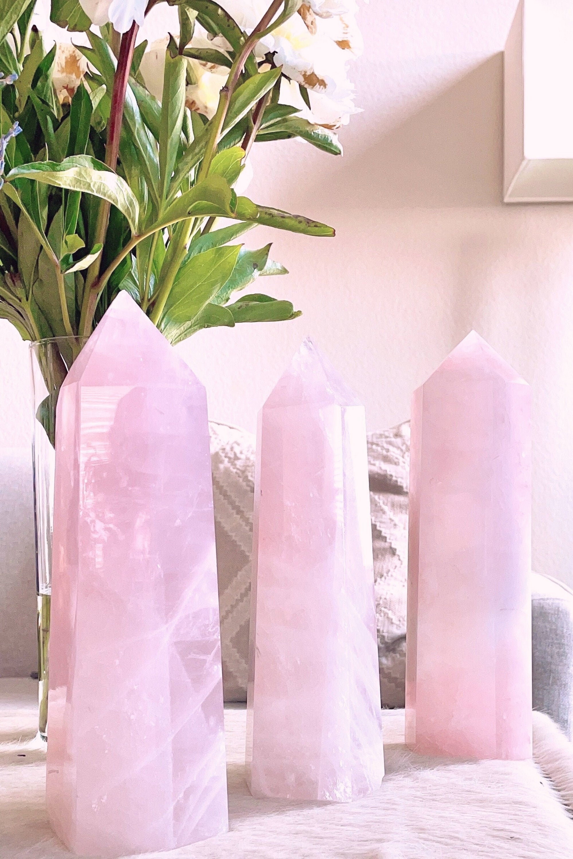 Large Rose Quartz Tower ONE OF A KIND Rare Crystal Love Generator for ...