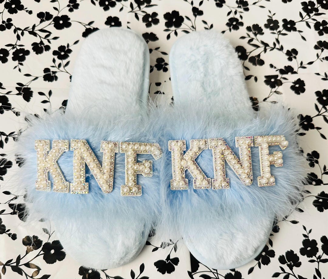 Feather Personalized Slippers|monogram Slippers|customized Slippers ...