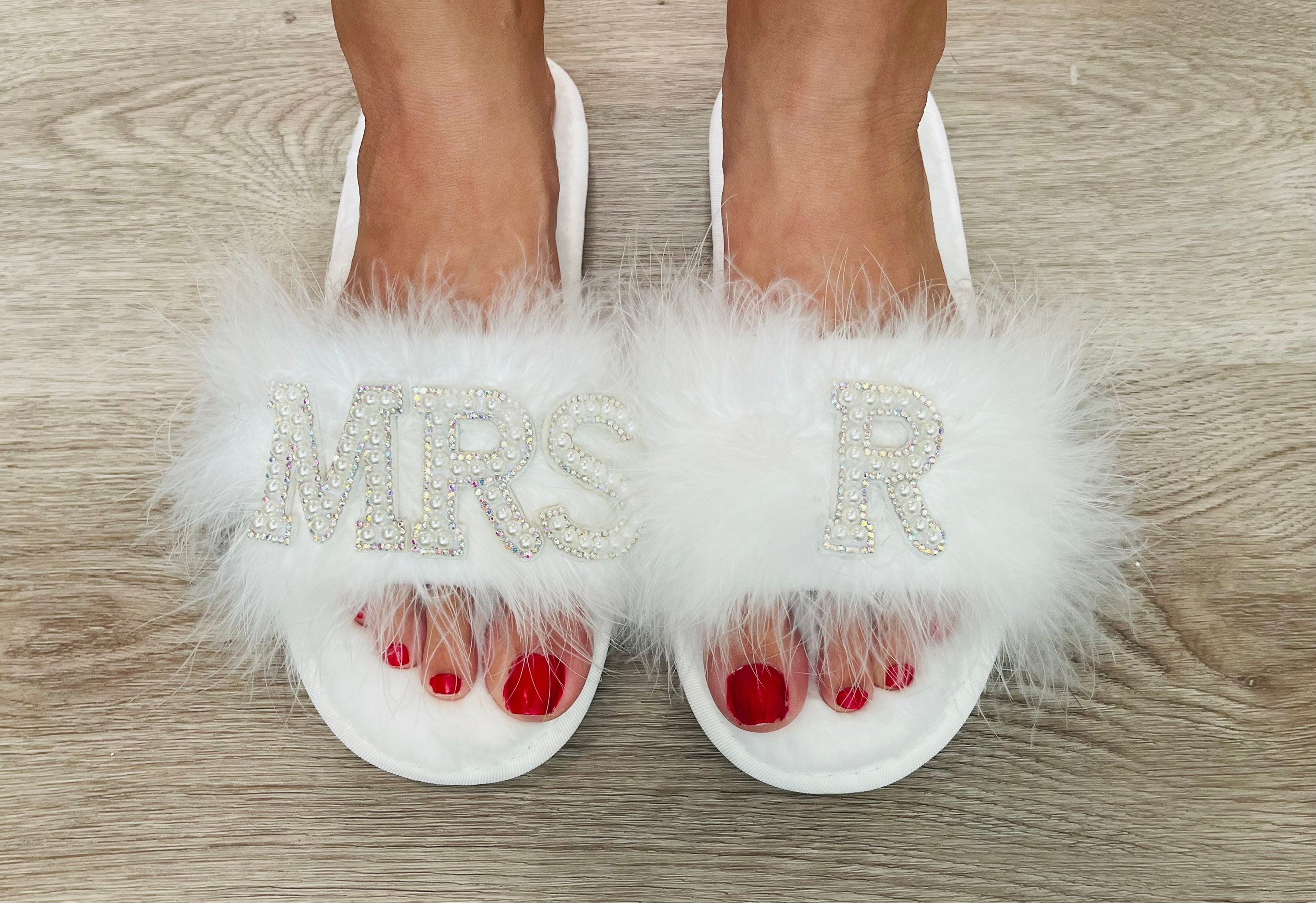 Feather Bride Slippers I Do Slippeerscustomized - Etsy