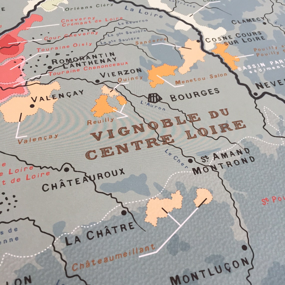 French Loire Valley Wine Map 70x50cm 27.5x19.7 in All - Etsy
