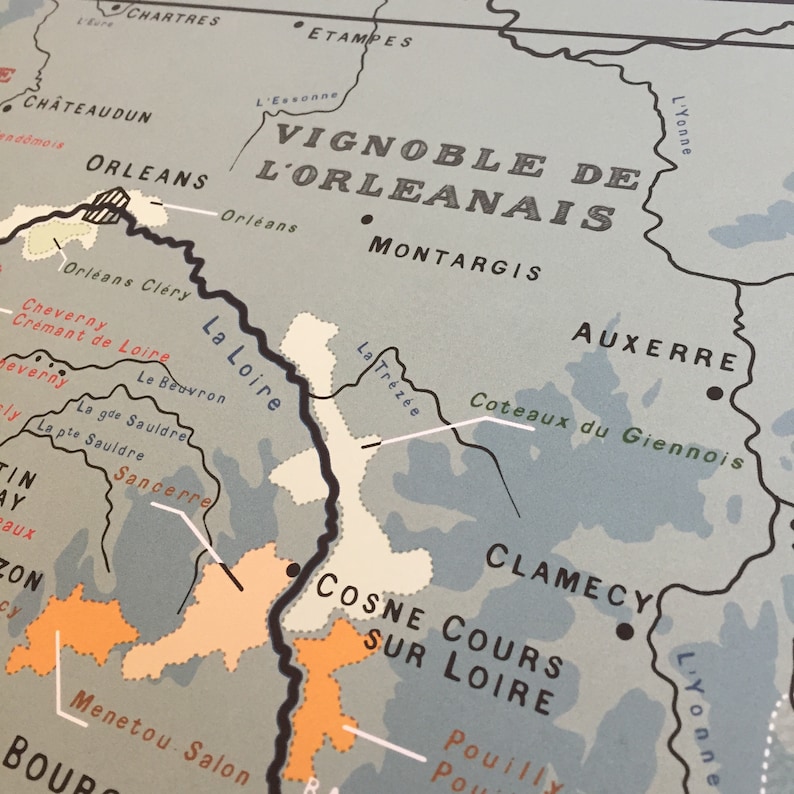 French Loire Valley Wine Map 70x50cm 27.5x19.7 in All - Etsy
