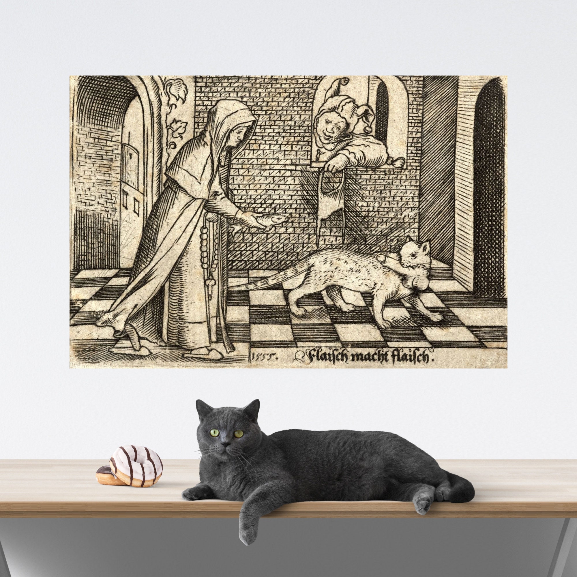 Medieval Penis Stealing Cat Print Funny Medieval Art Cat - Etsy