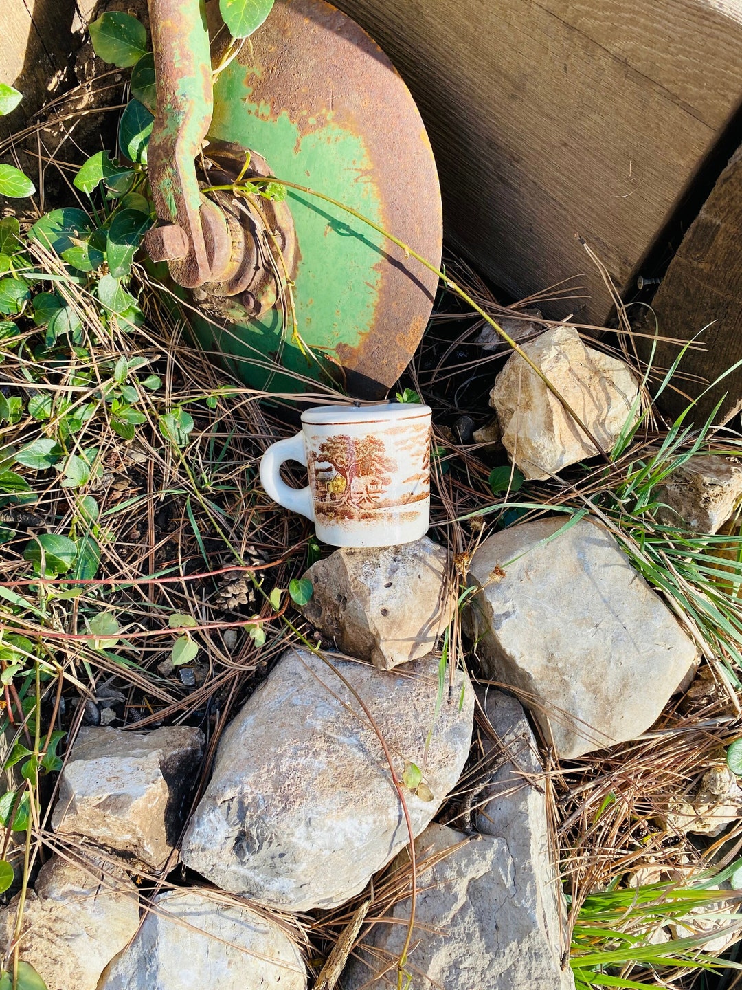 Vintage Country Colorful Barn Sketch Floral Coffee Mug Made By - Etsy
