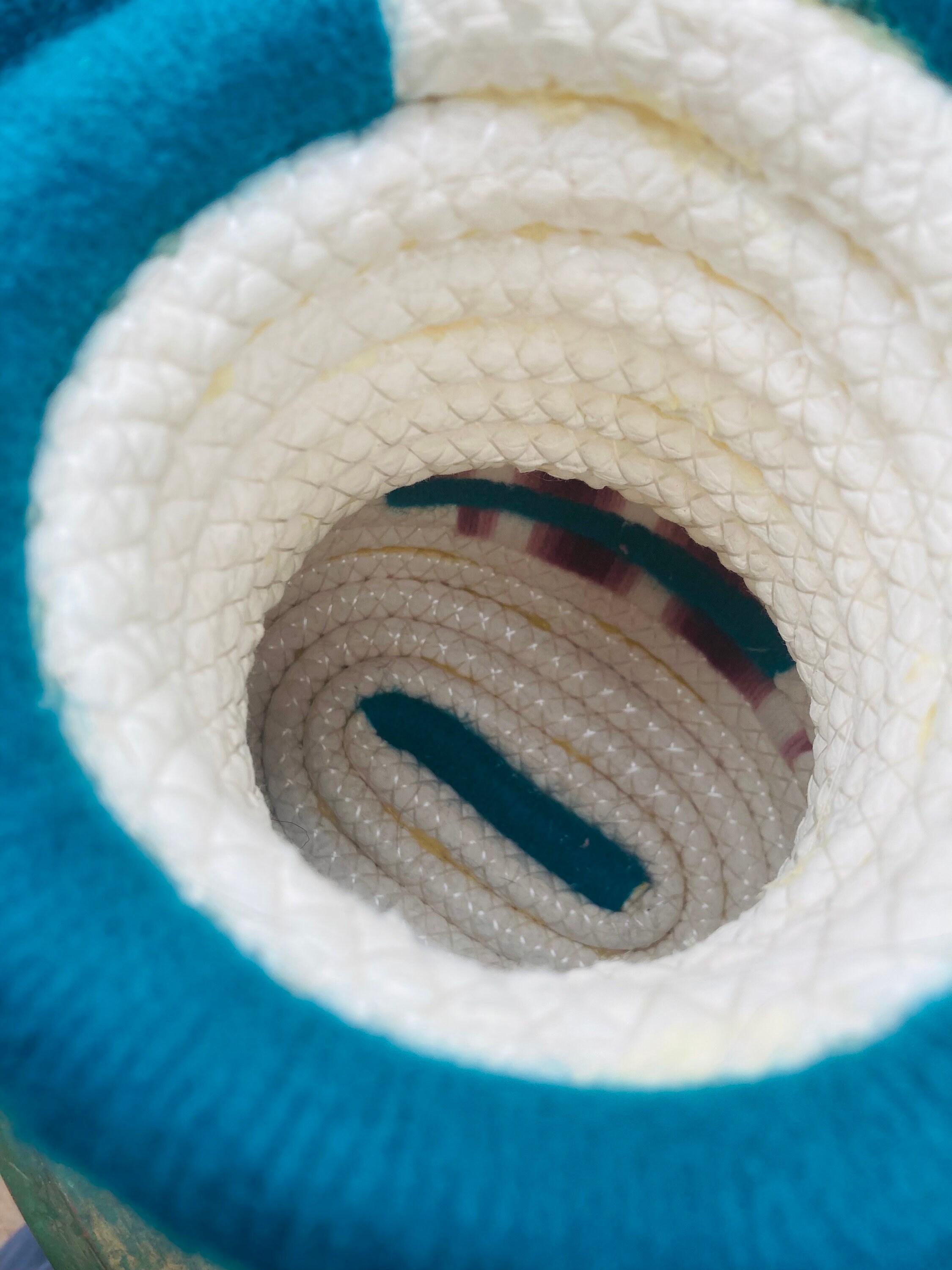 Vintage 80s Native Inspired Coiled Rope Basket Bright Yarn Colorful ...