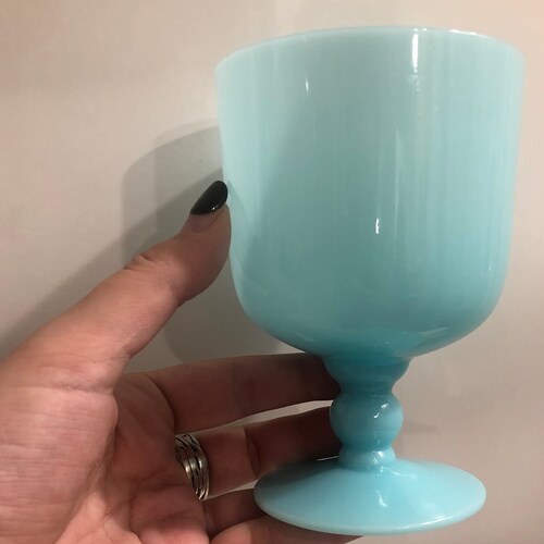 Portieux Vallerysthal Blue Opaline Water or Wine Goblets - Etsy
