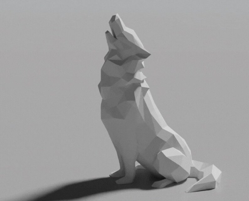 Low Poly Howling Wolf Wolf Couple Shelf Decor Wolf Figurine Coyote ...