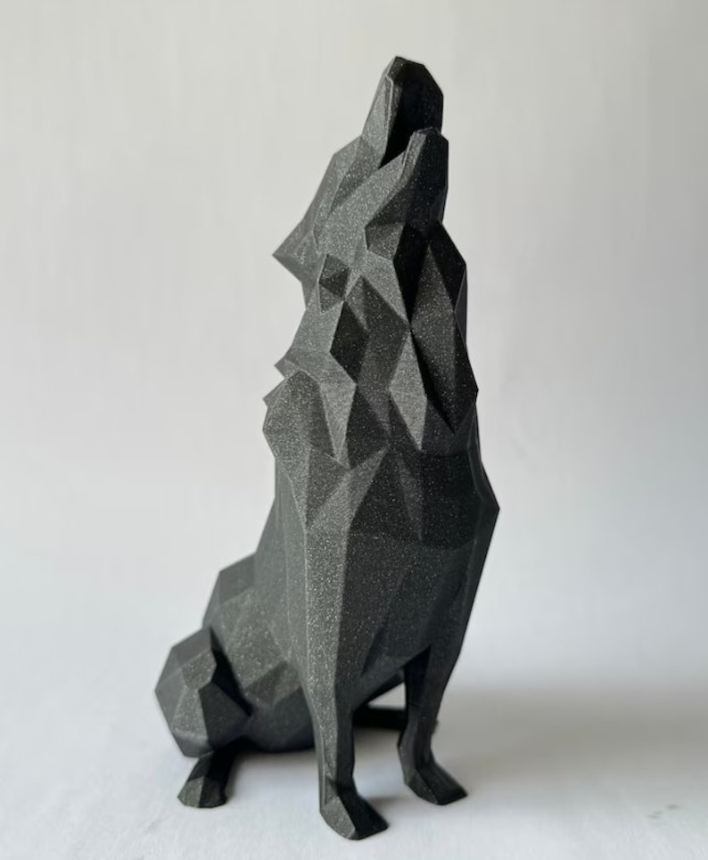 Low Poly Howling Wolf Wolf Couple Shelf Decor Wolf Figurine Coyote ...