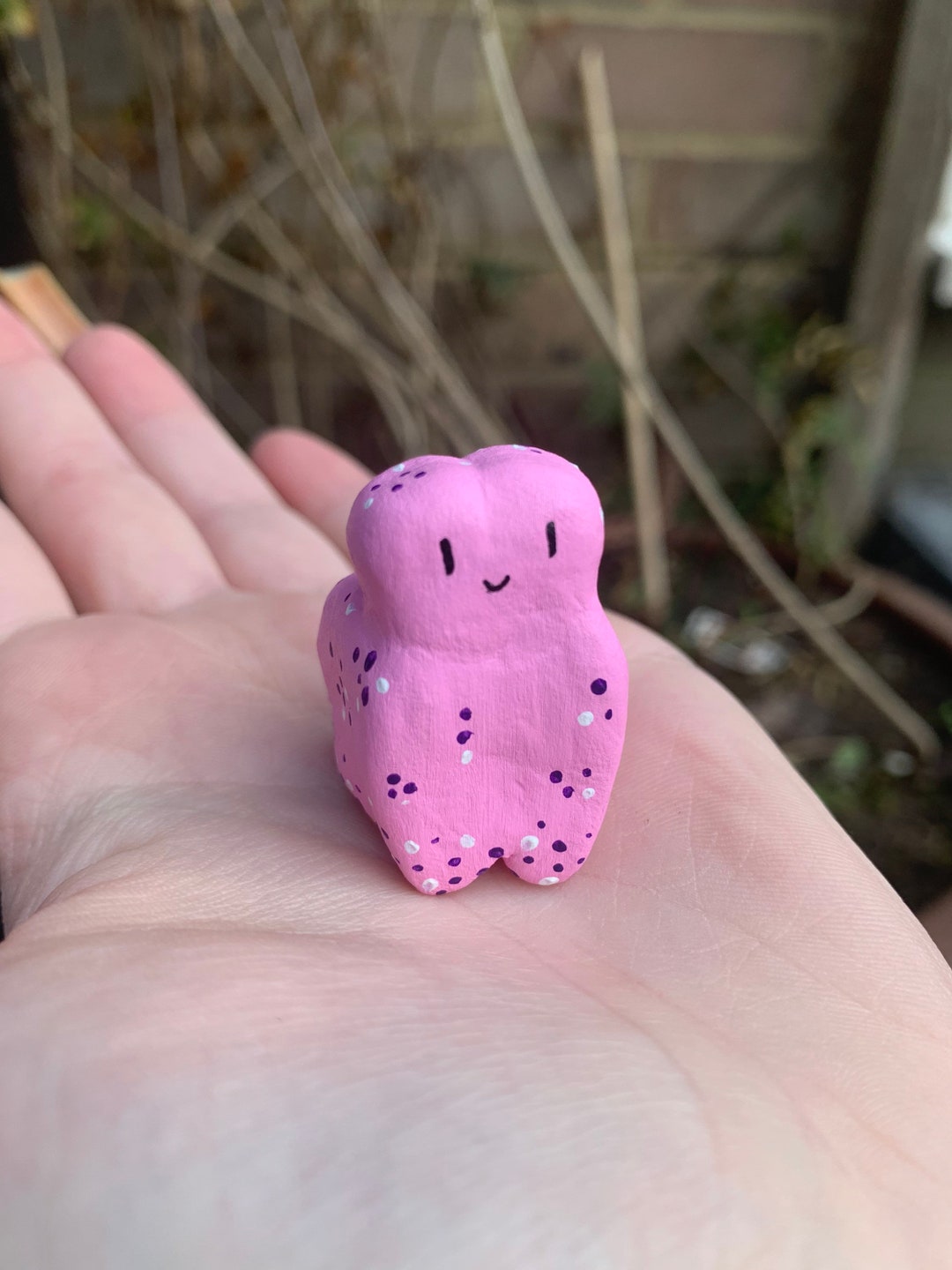 Pink Plob Desk Buddy Cute Creature Clay Figure Worry Pocket - Etsy