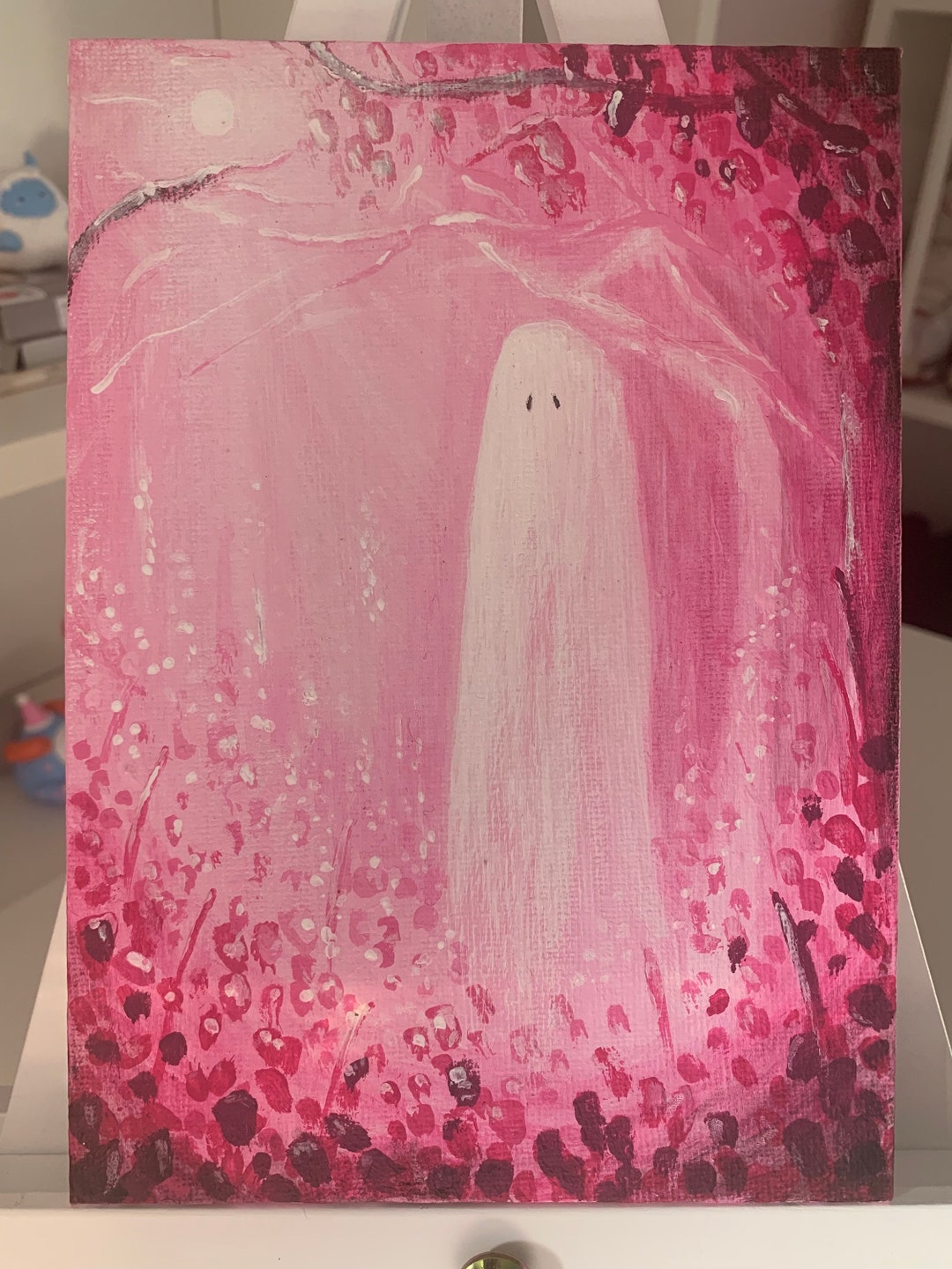 The Shadows Original Cute Ghost Painting, Spooky Cute Decor, Pastel Art ...