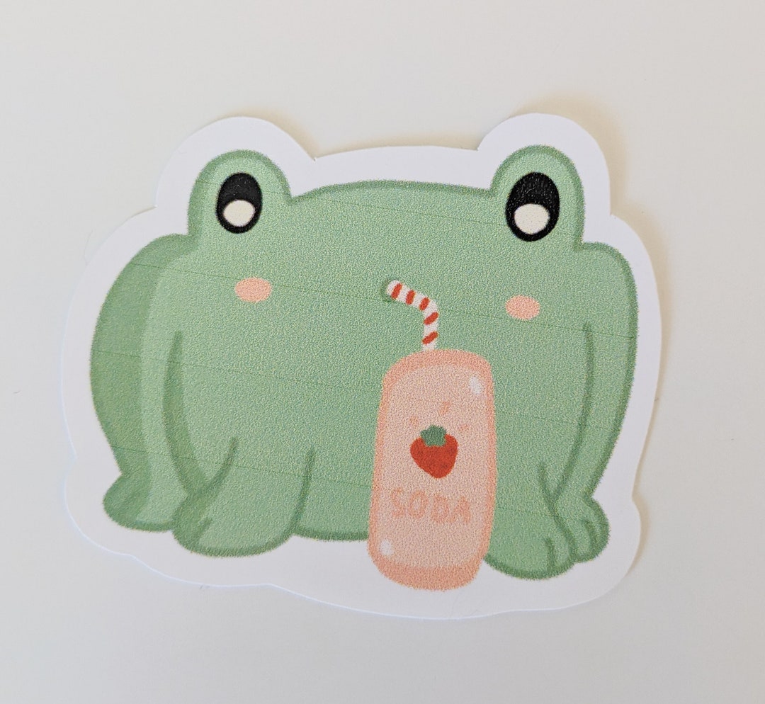 Frog and Strawberry Soda Sticker - Etsy