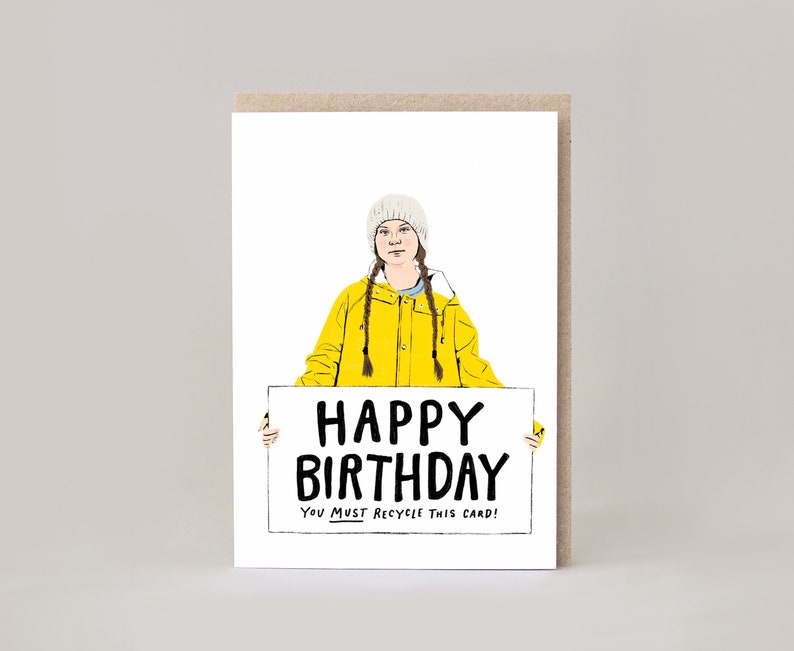 Greta Thunberg Birthday Card Funny Humour Political Climate Change ...