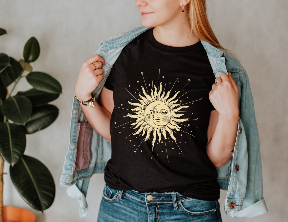 Sun and Moon Shirt Fall Apparel Sun Shirt Celestial Shirt Sun | Etsy