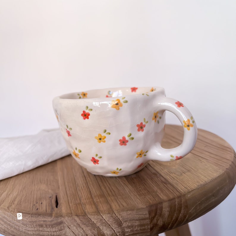 Flowers Mug Handmade Coffee Mug Ceramic Mug - Etsy