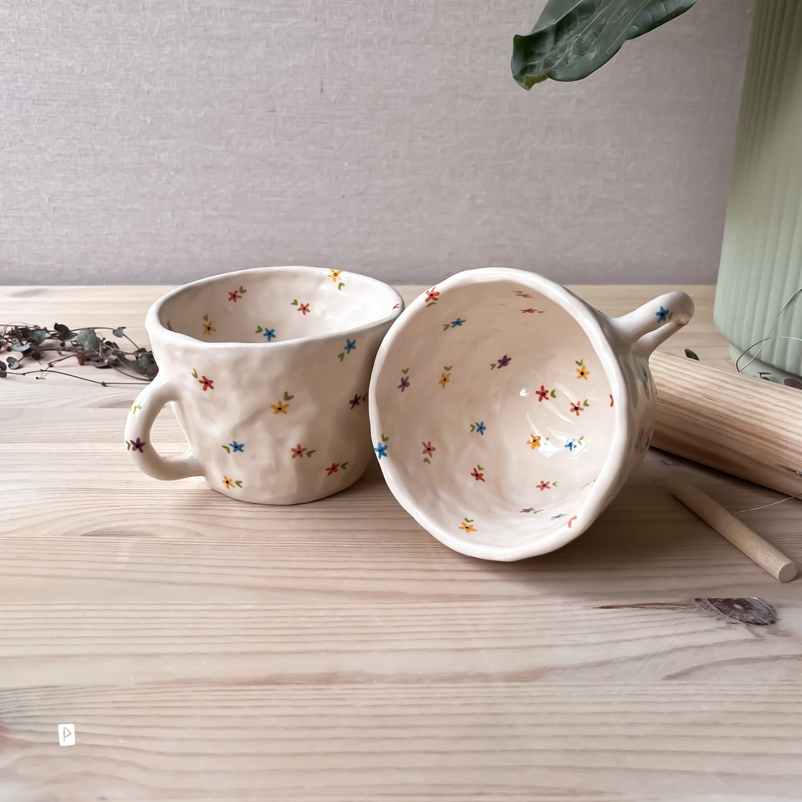 Flowers Mug, Handmade Coffee Mug, Ceramic Mug - Etsy