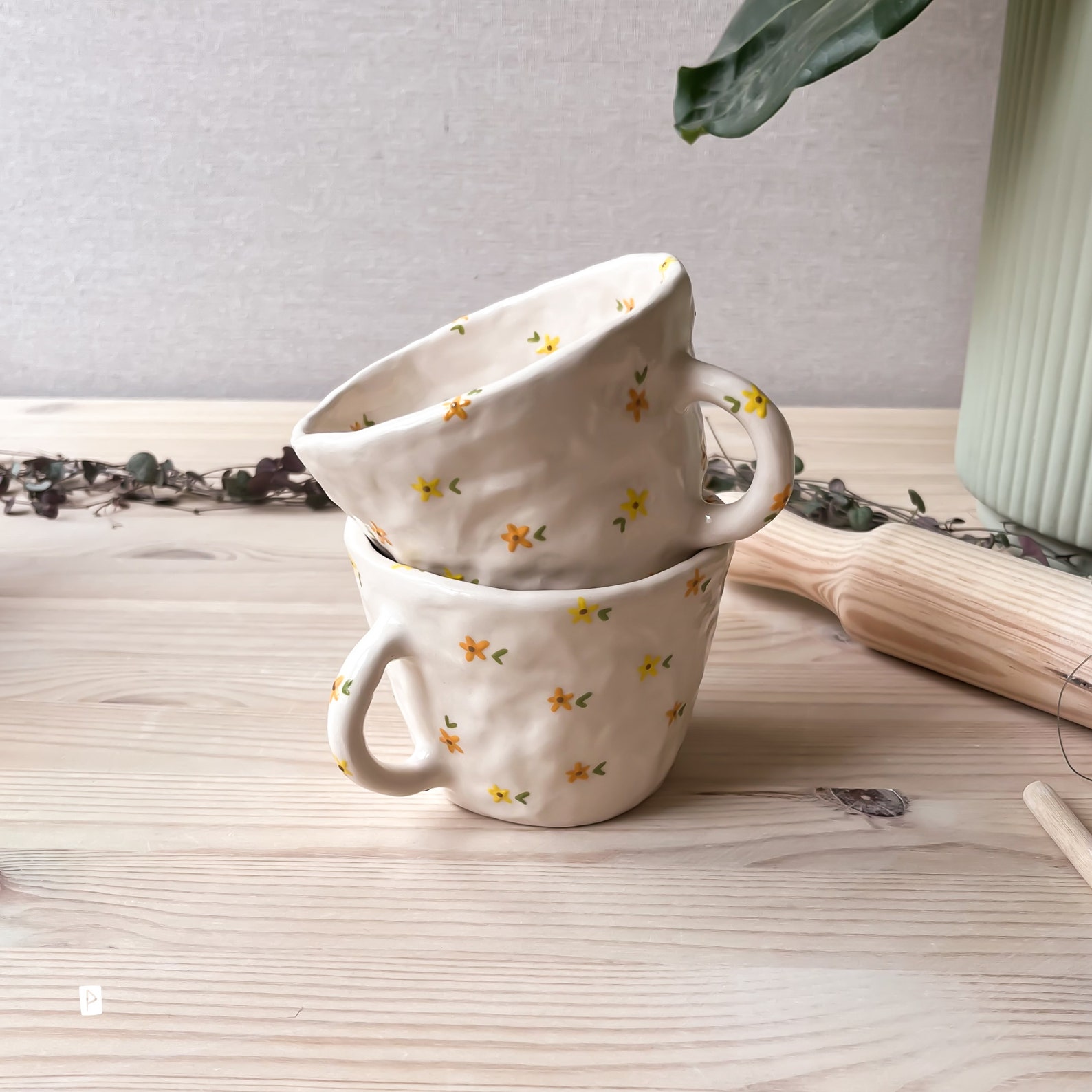 Flowers Mug, Handmade Coffee Mug, Ceramic Mug - Etsy