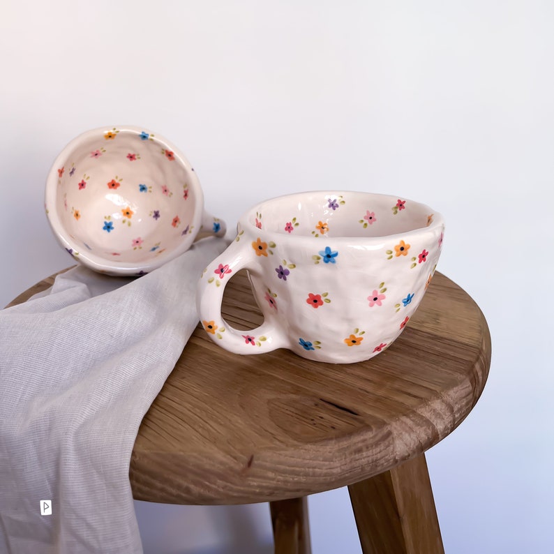 Flowers Mug Handmade Coffee Mug Ceramic Mug - Etsy