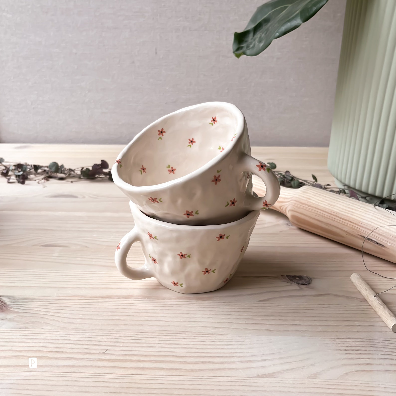 Flowers Mug, Handmade Coffee Mug, Ceramic Mug - Etsy