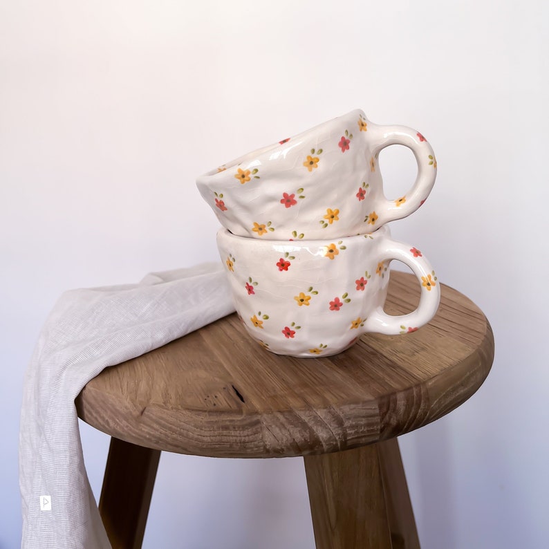 Flowers Mug Handmade Coffee Mug Ceramic Mug - Etsy