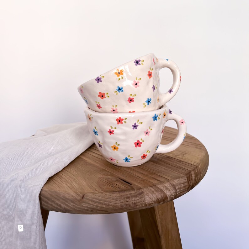 Flowers Mug Handmade Coffee Mug Ceramic Mug - Etsy