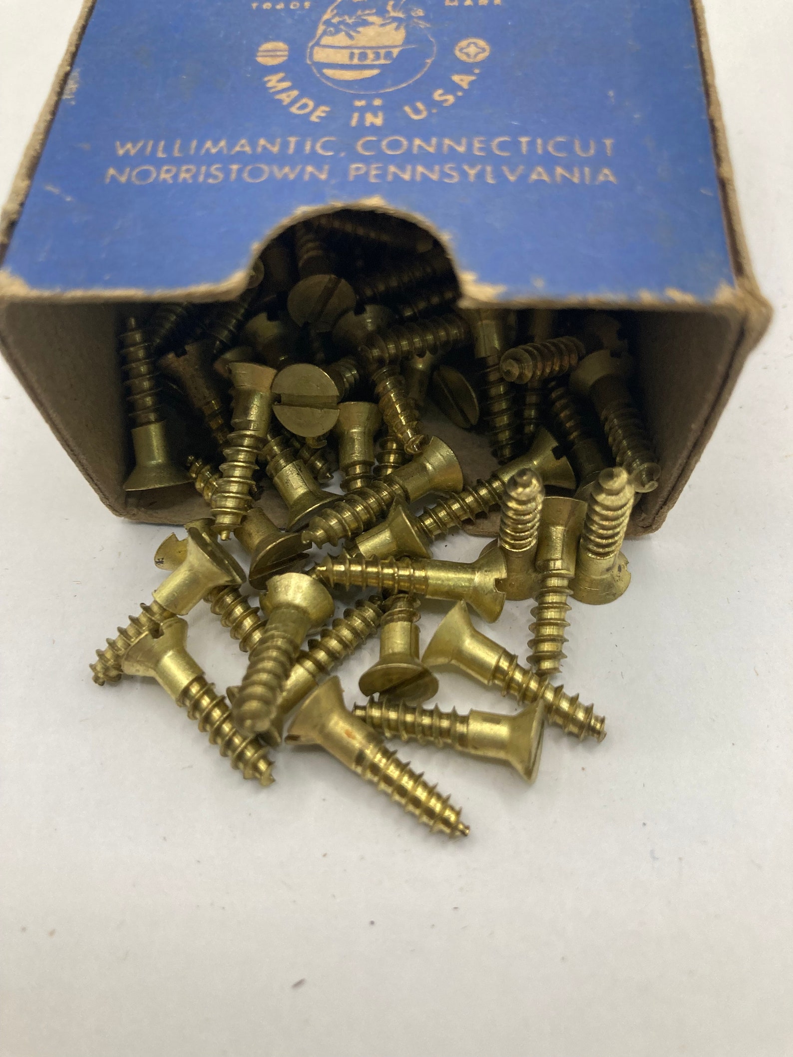 6 X 5/8 Vintage American Brass Screws (24) Slotted Flat Head Wood ...