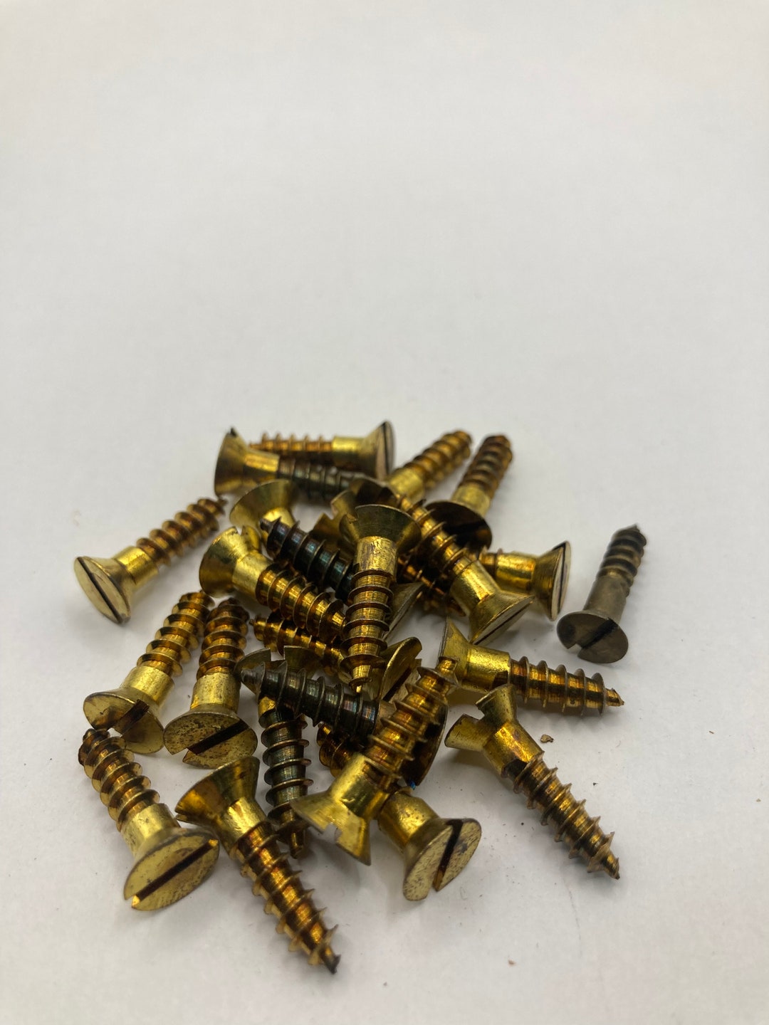 8 X 3/4 Vintage Industriade Brass Screws (24) Slotted Flat Head Wood Screws - Etsy