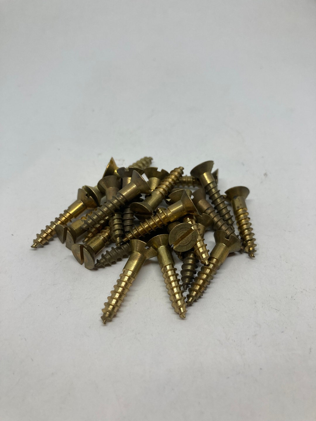 10 X 1 Antique Brass Screws (24) Slotted Flat Head Wood Screws - Etsy
