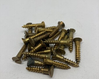 10 X 7/8 Vintage Copper Brass Screws (24) Slotted Flat Head Wood Screws ...