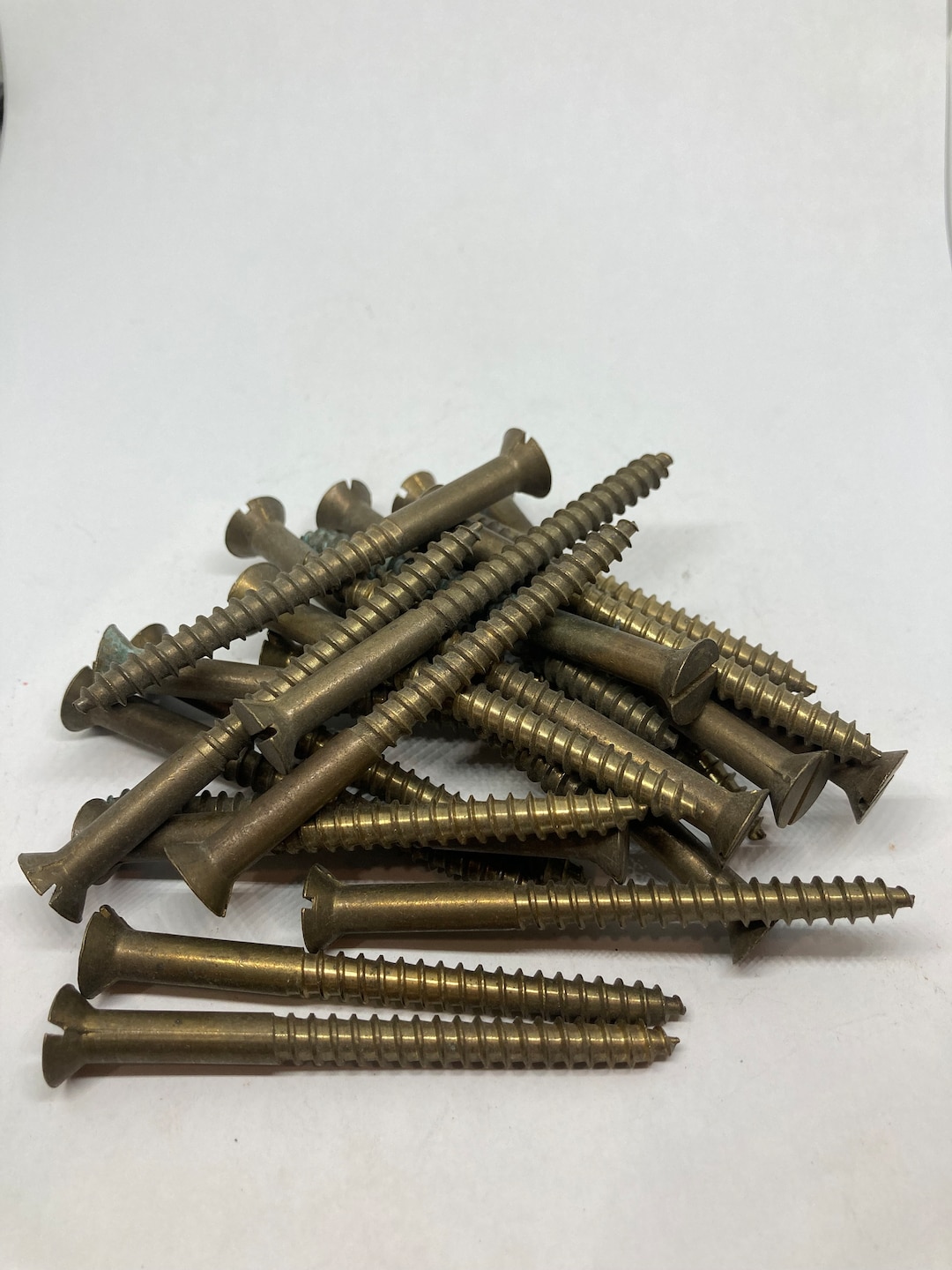 14 X 3 Antique Brass Screws 20 Slotted Flat Head Wood Screws - Etsy