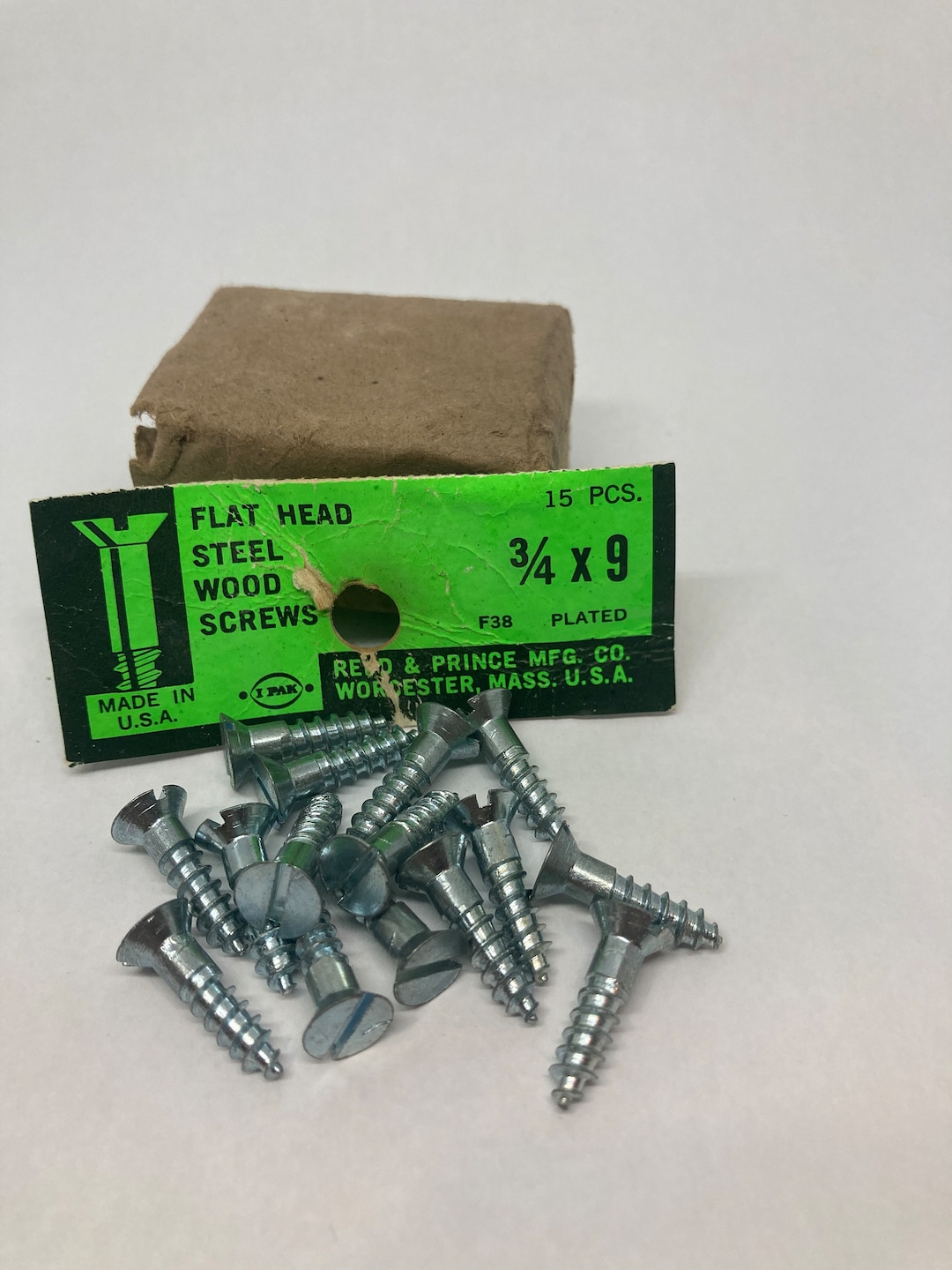 9 X 3/4 Vintage Reed and Prince Steel Screws (24) Slotted Flat Head ...