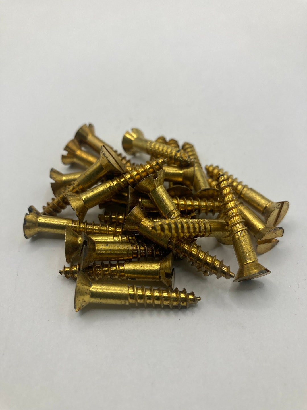 8 X 1 Solid Brass Antique Screws (24) Slotted Flat Head Wood Screws - Etsy