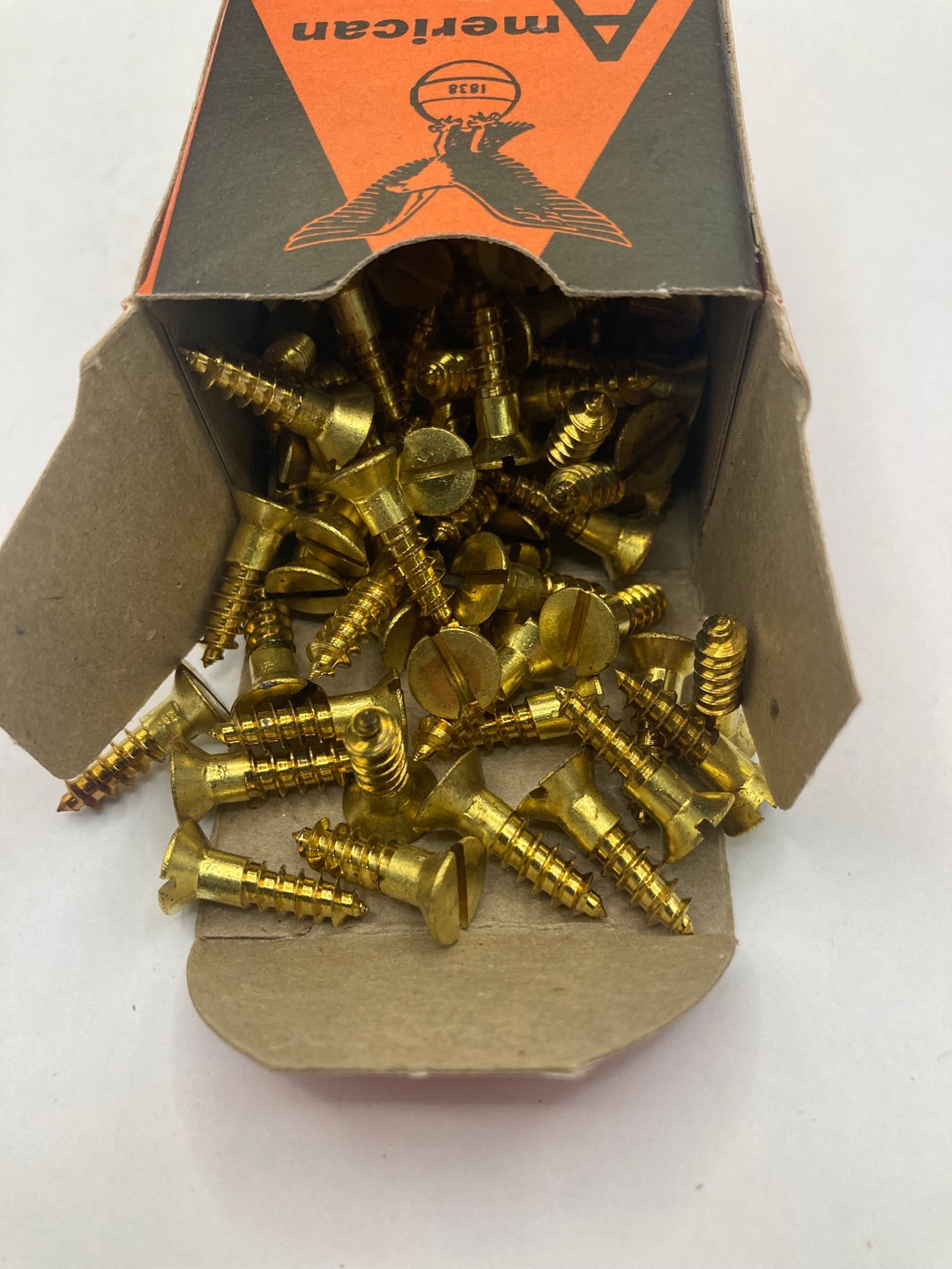 9 X 3/4 Vintage American Brass Screws (24) Slotted Flat Head Wood Screws - Etsy