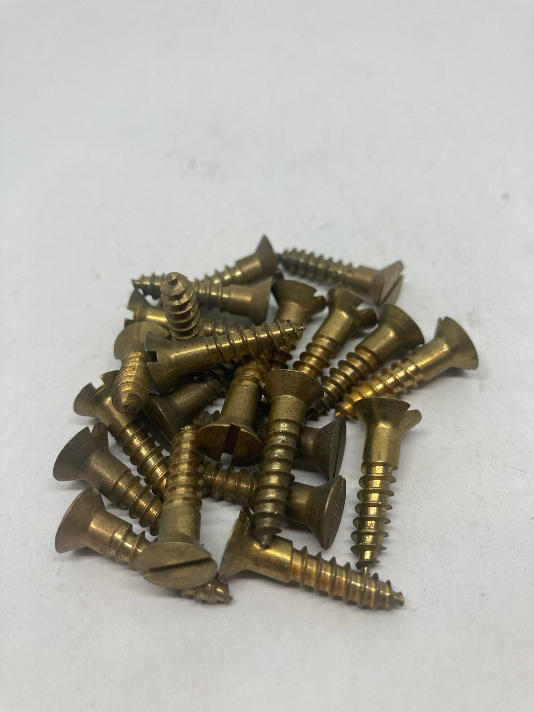9 X 7/8 Antique Brass Screws (24) Slotted Flat Head Wood Screws - Etsy