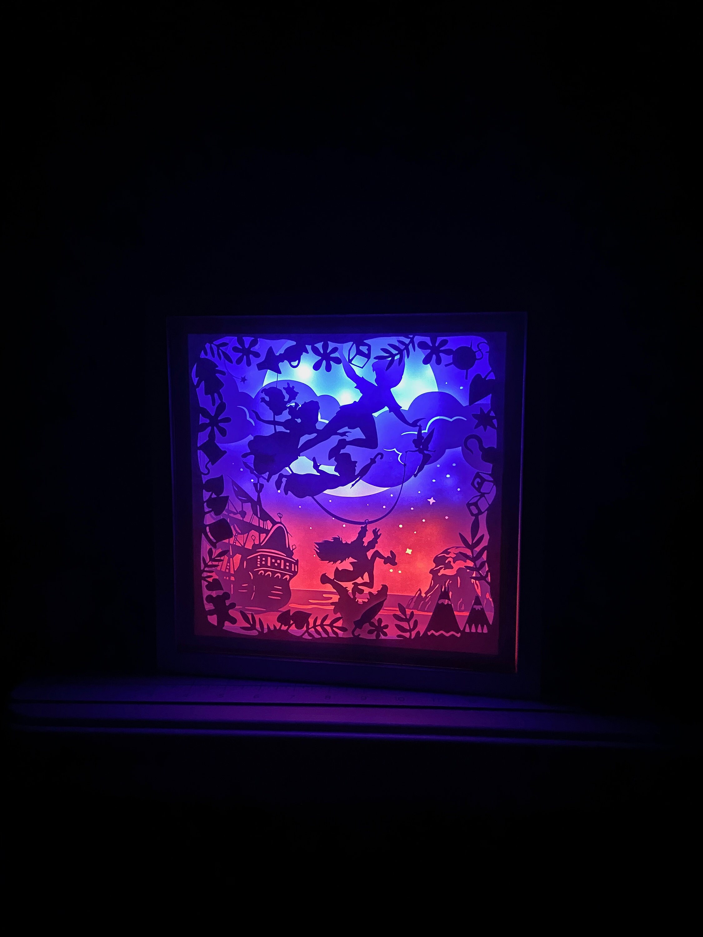 3D Light up Shadow Box on Disney Theme/ Peter Pan Shadow Box/kids Room ...