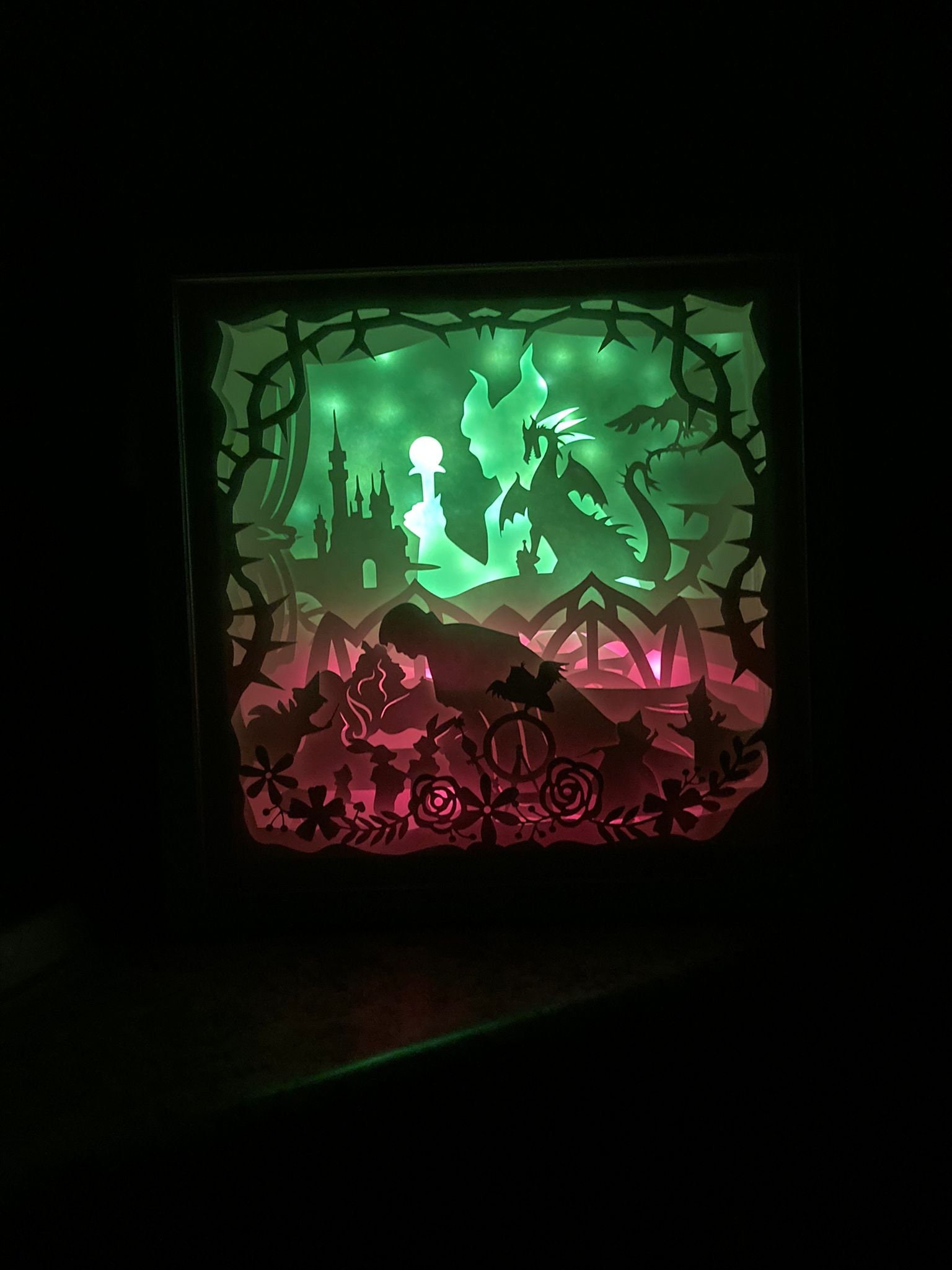 3D Light up Shadow Box on Disney Theme/sleeping Beauty Shadow Box/kids ...