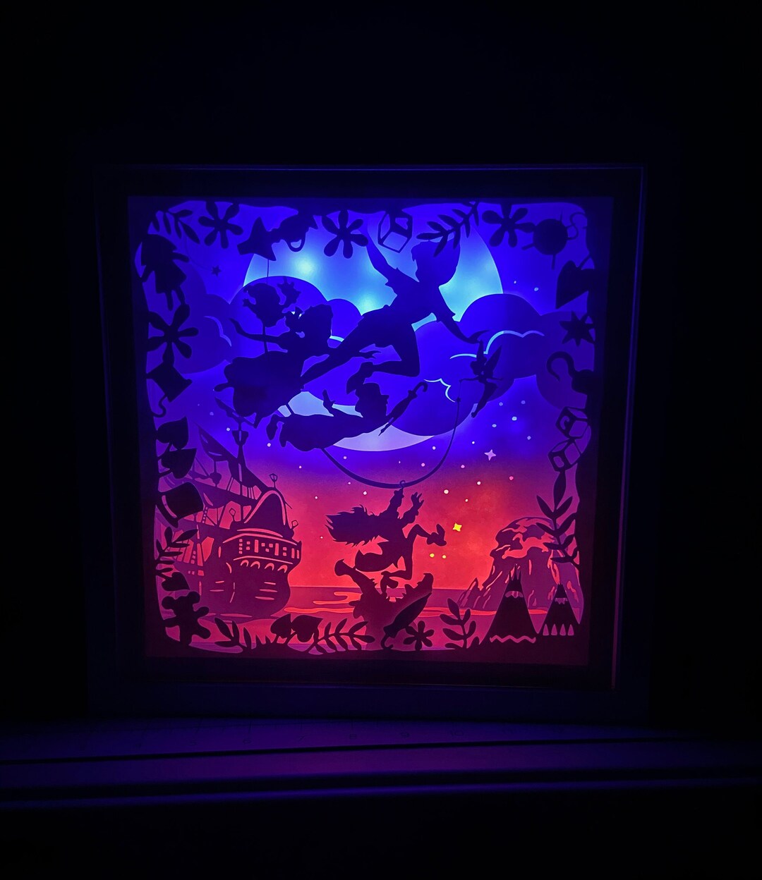 3D Light up Shadow Box on Disney Theme/ Peter Pan Shadow Box/kids Room ...