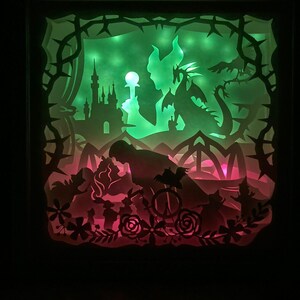 3D Light up Shadow Box on Disney Theme/sleeping Beauty Shadow Box/kids ...