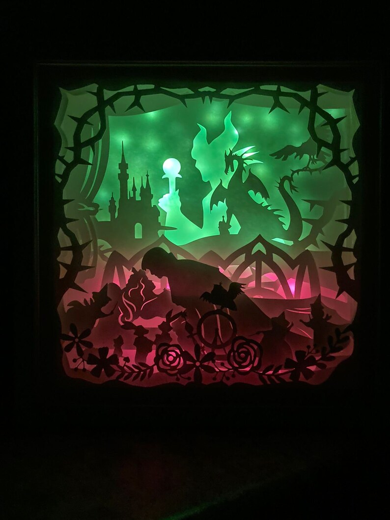 3D Light up Shadow Box on Disney Theme/sleeping Beauty Shadow Box/kids ...